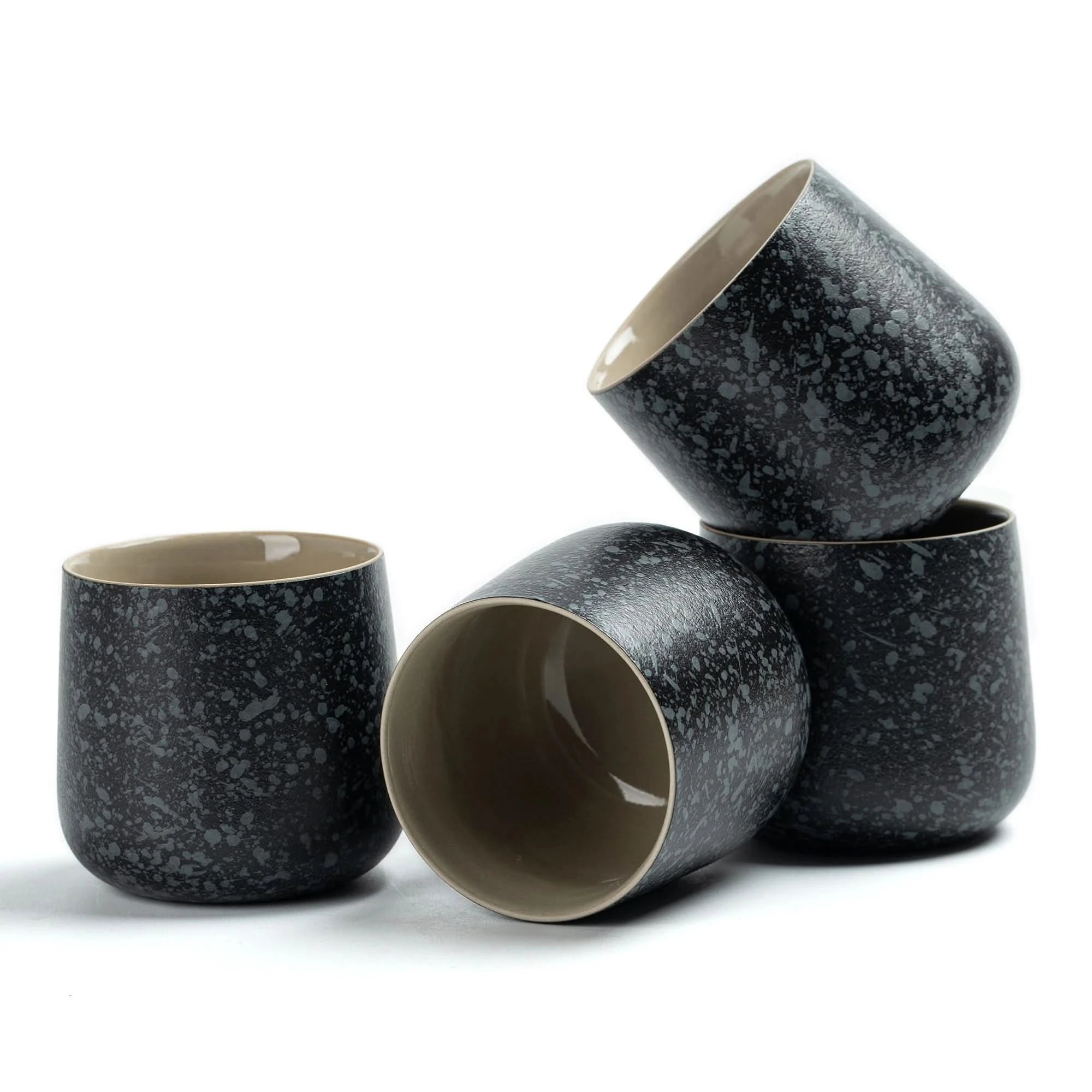 Japanese Tea Cups 4 pcs Set Obsidian - TEANAGOO